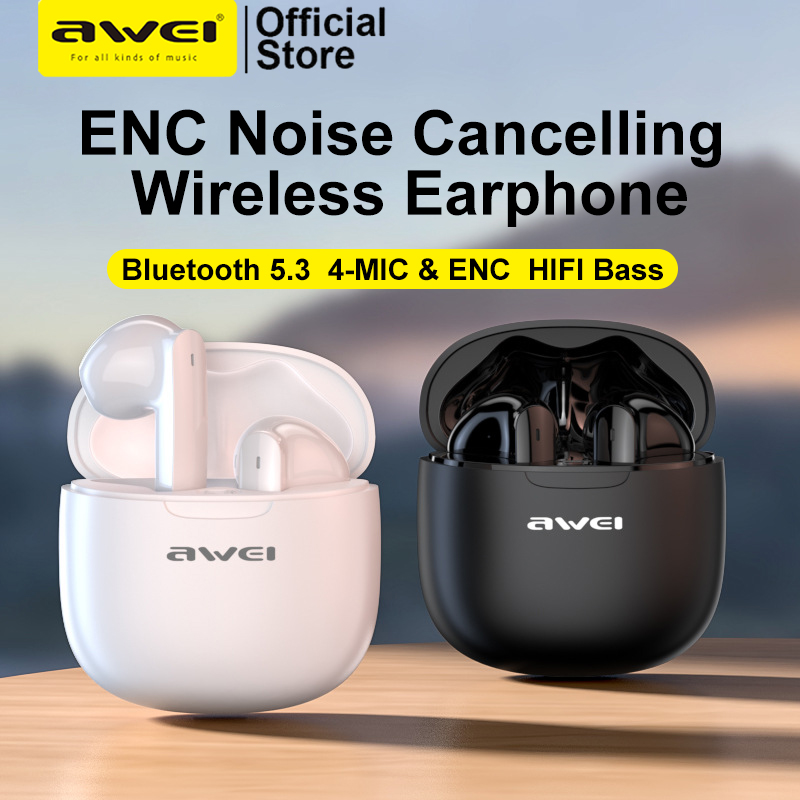 Awei T68 ENC Noise Cancelling Earbuds Bluetooth 5.3 Wireless Earphone ...