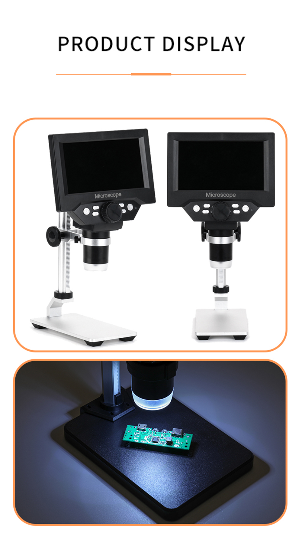 Microscope G5+ Digital Microscope for Soldering 5.5 Inch Large Base LCD ...