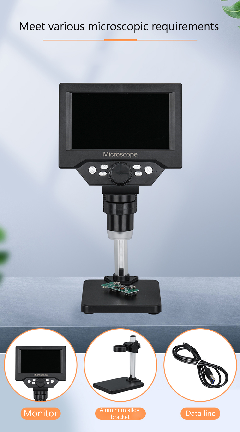 Microscope G5+ Digital Microscope for Soldering 5.5 Inch Large Base LCD ...