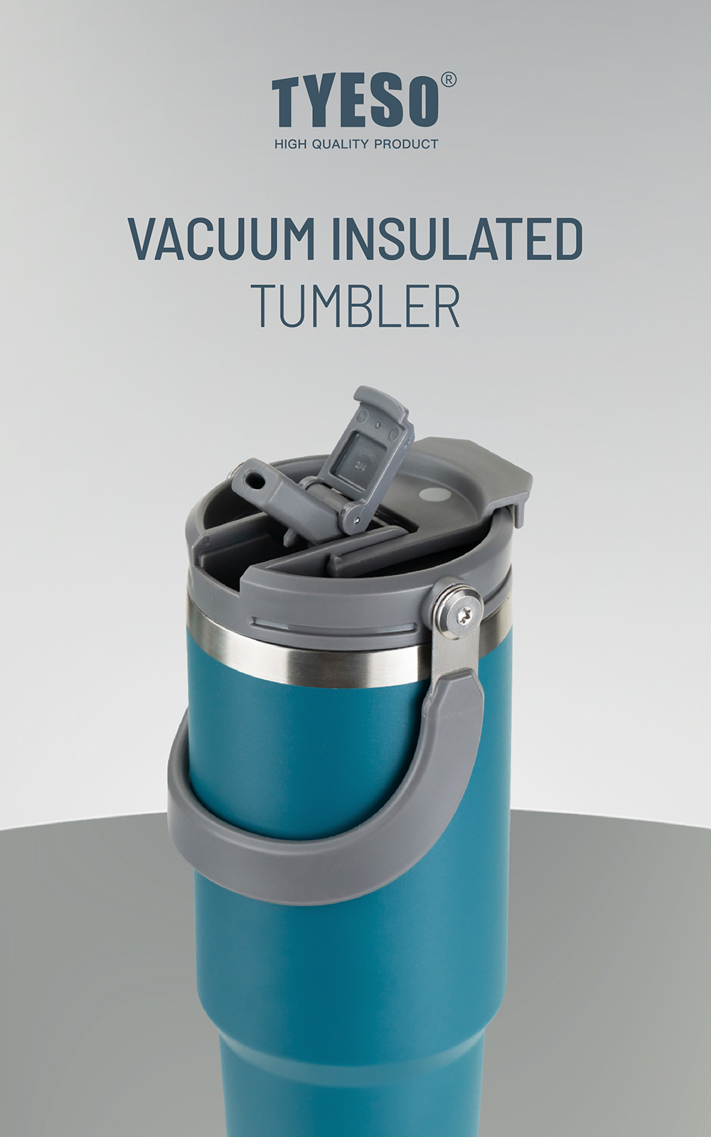 TYESO® Vacuum Insulated Tumbler Coffee Mug Leak Proof With handle/Straw ...