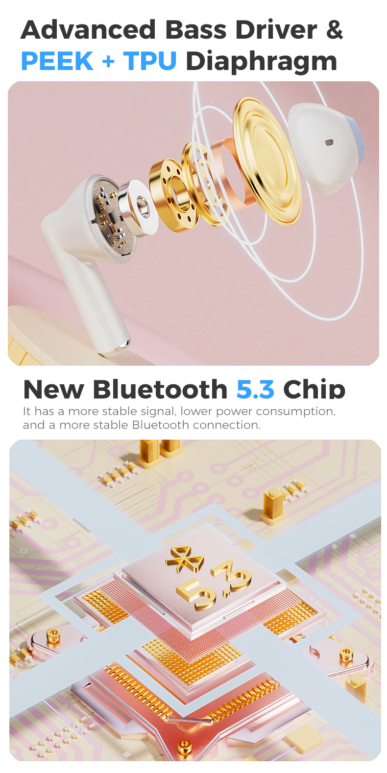 Realfit F2 Bluetooth Earphone with Cartoon Case Mini Wireless Earbuds ...