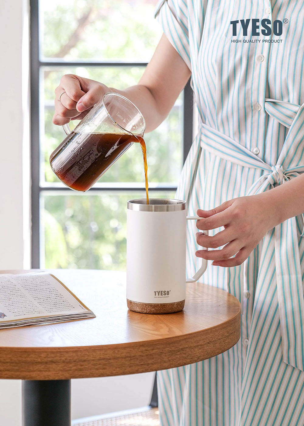 TYESO® Stainless Steel Tumbler Bottle Insulated coffee Cup With Handle/Cover TS-8836/8837 530ml ...