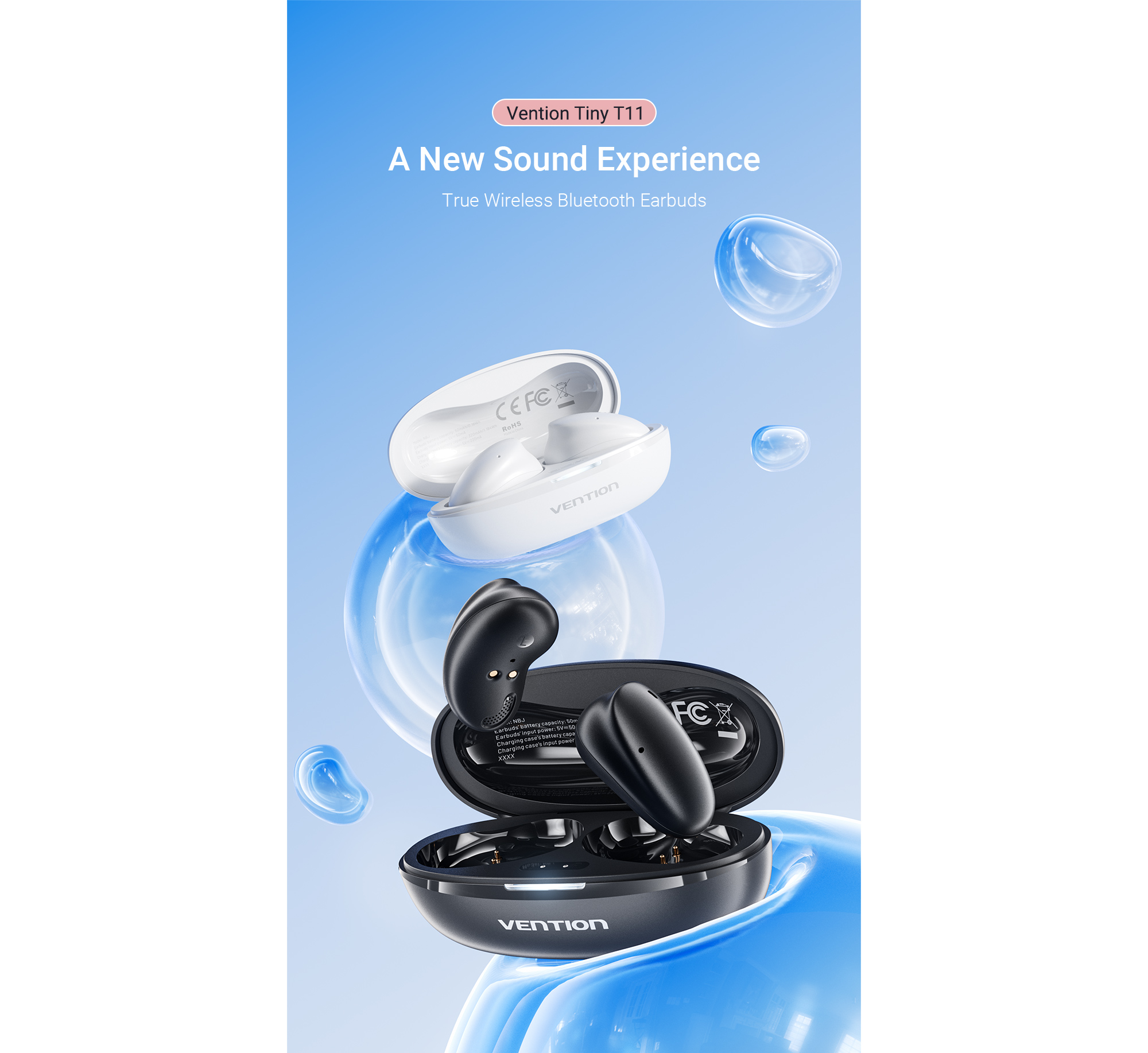 Vention All-in-ear type Wireless Earphones Bluetooth 5.3 Tiny T12 ...