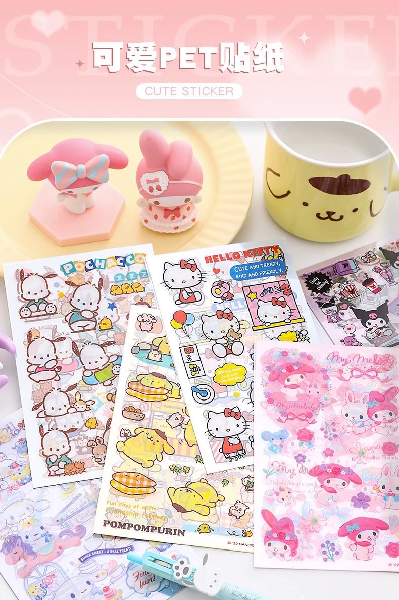 Sanrio Stickers Kuromi Cinnamon Dog Pudding Dog Melody Stickers ...