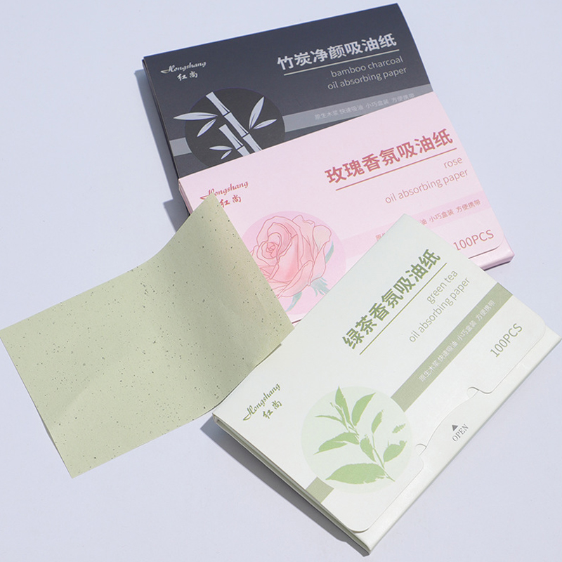 100pcs/150pcs/200pcs Oil Absorbing Paper Surface Flax Green Tea Bamboo ...