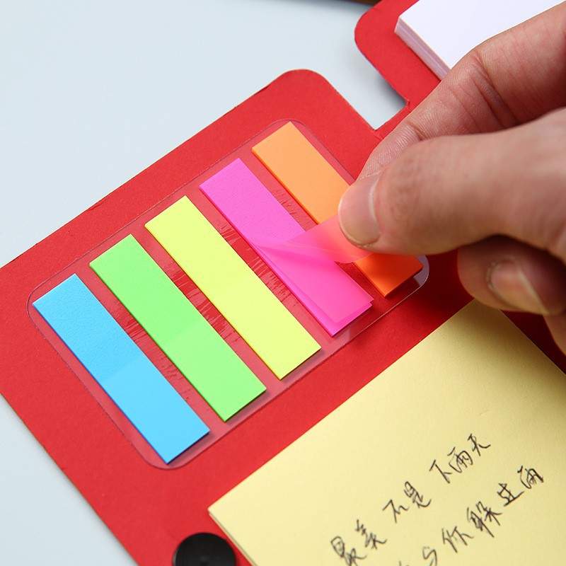 Notepad & Pen Set - Index Flag Page Markers, Sticky Back, Blank Paper ...
