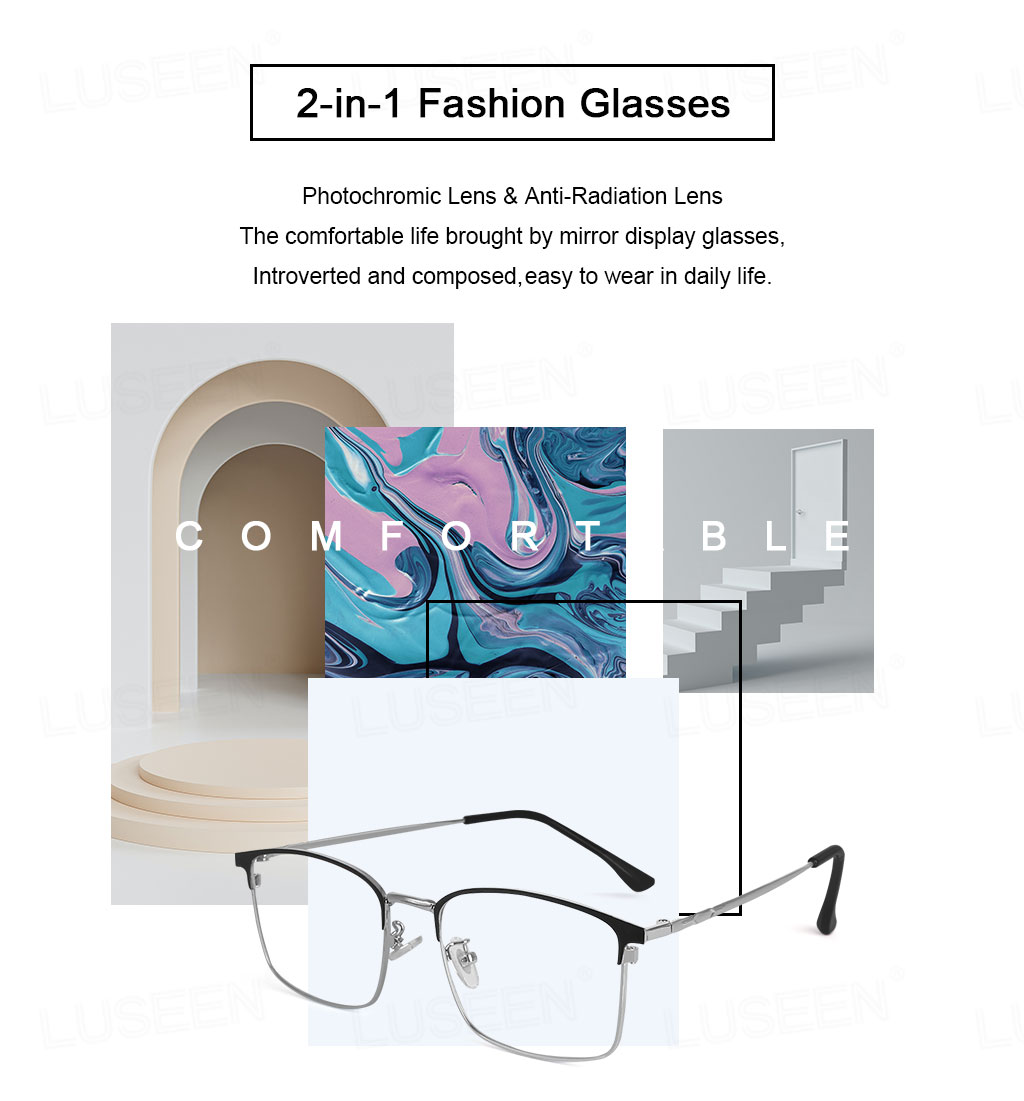 LUSEEN Eyewear Photochromic Anti Radiation Eyeglass For Man And Woman ...