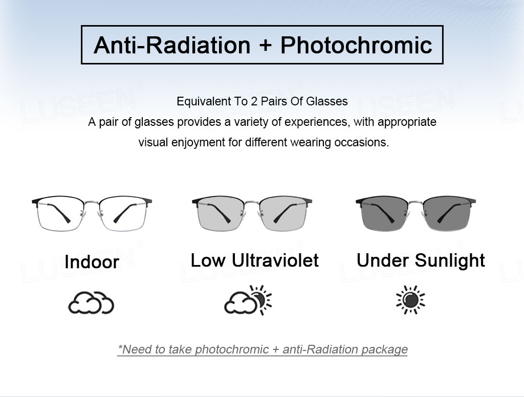 LUSEEN Eyewear Photochromic Anti Radiation Eyeglass For Man And Woman ...