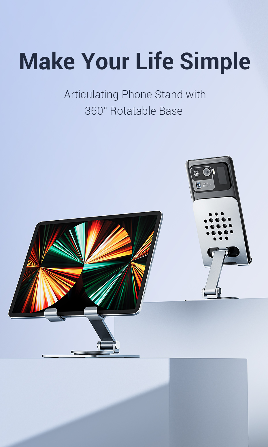 Vention Aluminium Alloy Phone Stand With 360° Rotatable Base Desktop ...