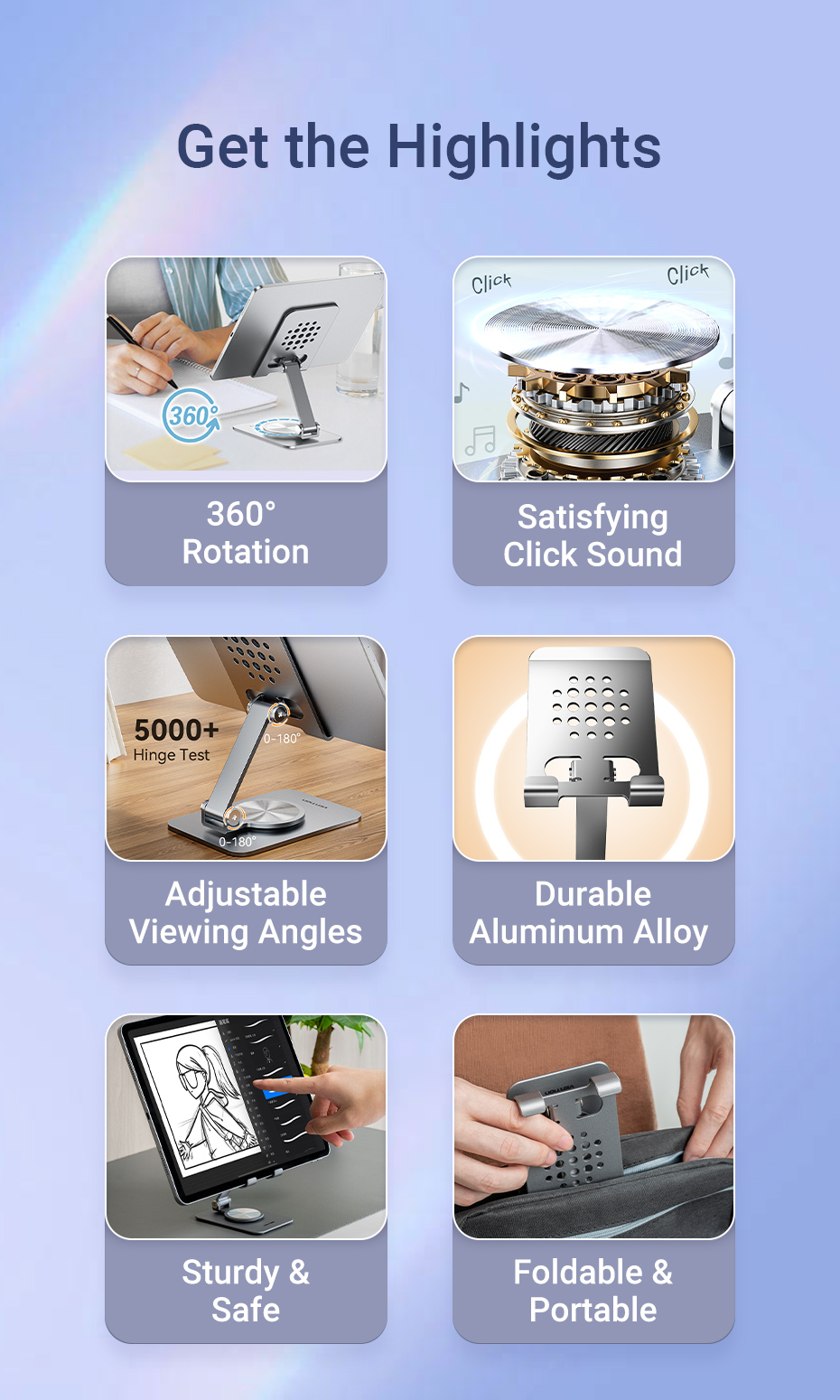 Vention Aluminium Alloy Phone Stand With 360° Rotatable Base Desktop ...