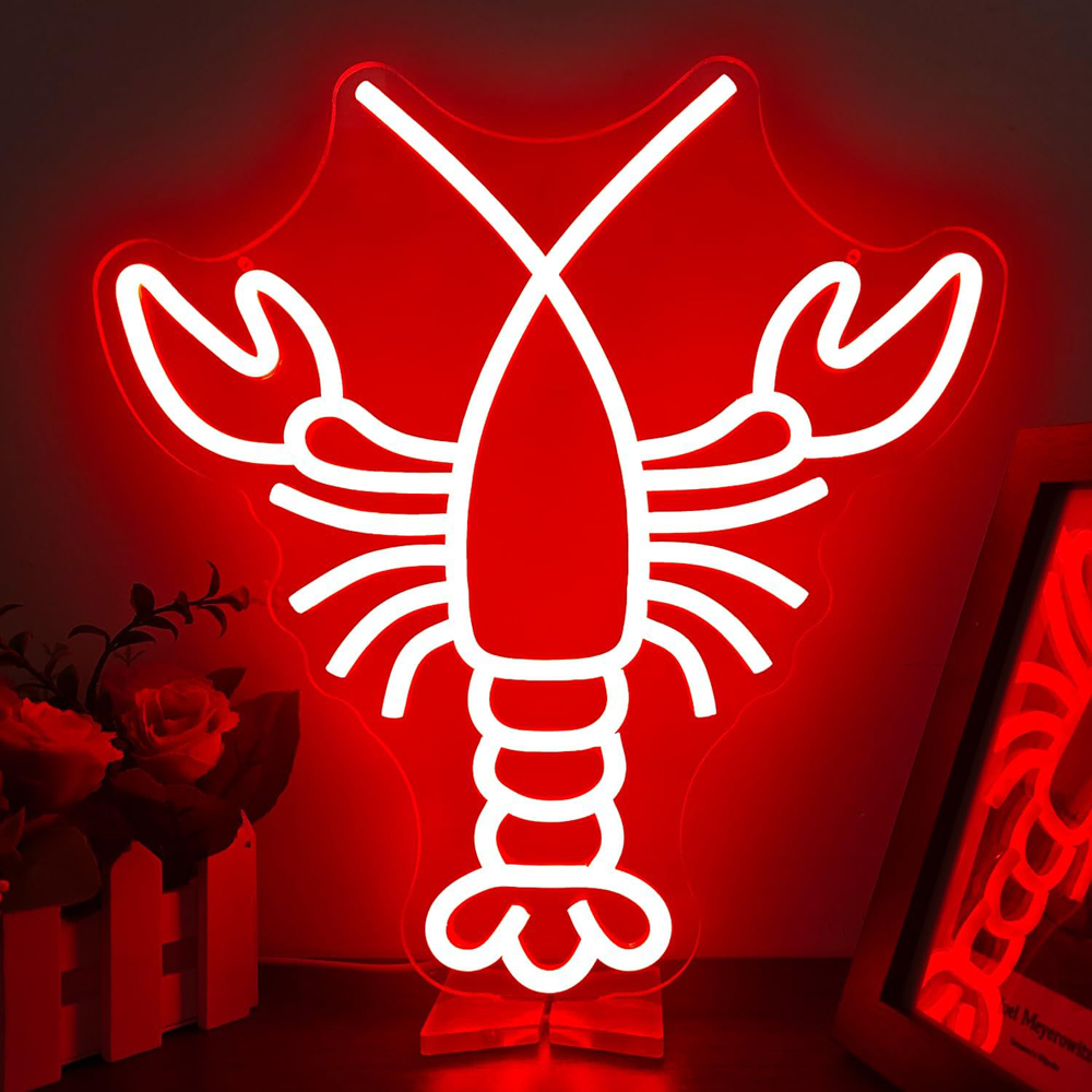 Lobster Neon Sign Seafood Neon Signs for Wall Decor Led Neon Sign for ...