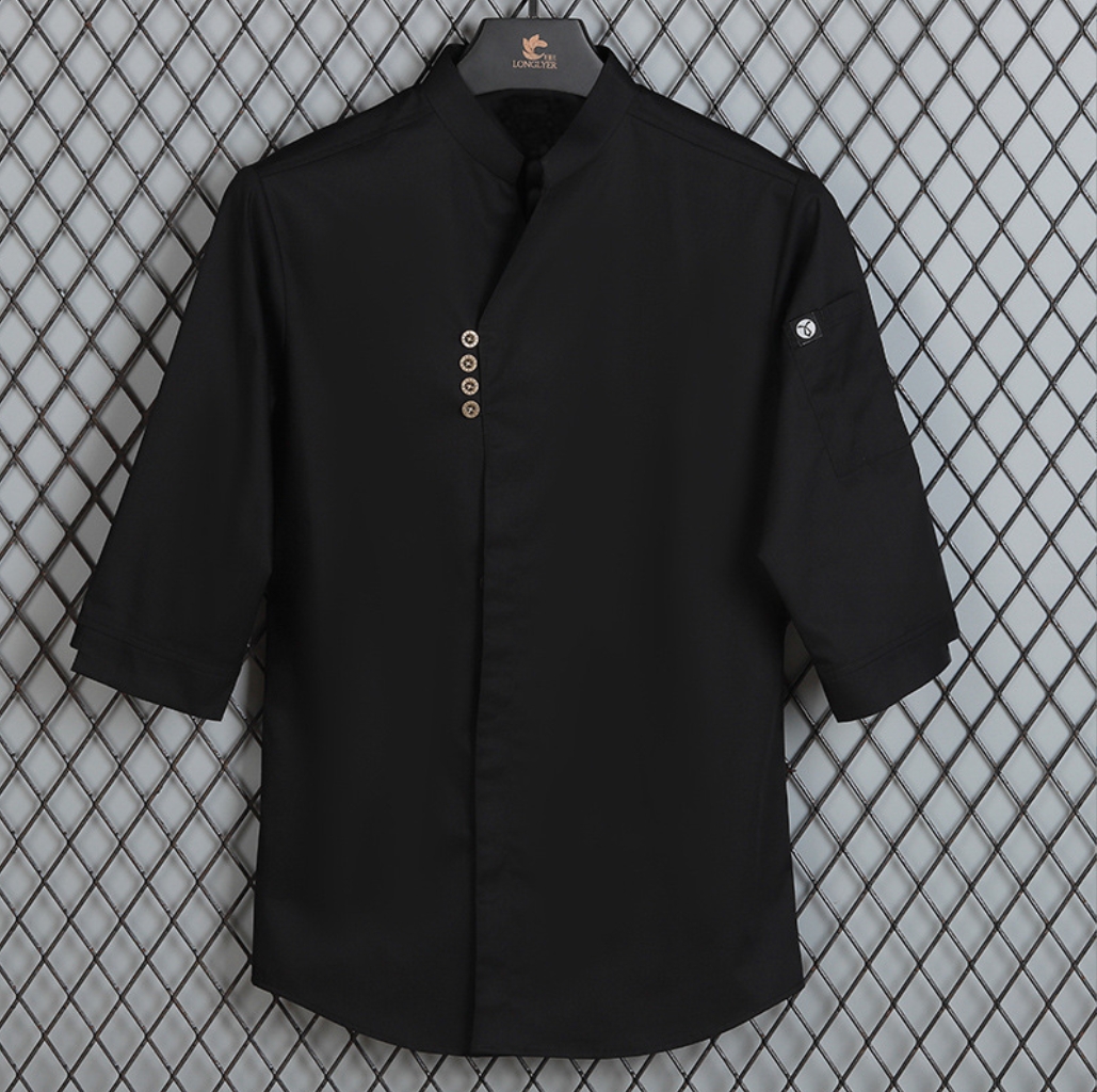 Hotel uniforms, male waiters work clothes, mid-sleeves, three-quarter ...