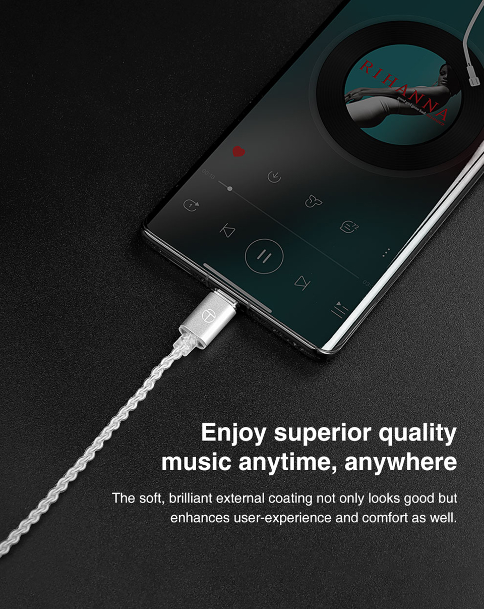 TRN A7-TC Original Headphone Upgraded Earphone Cable HIFI 2Pin ...
