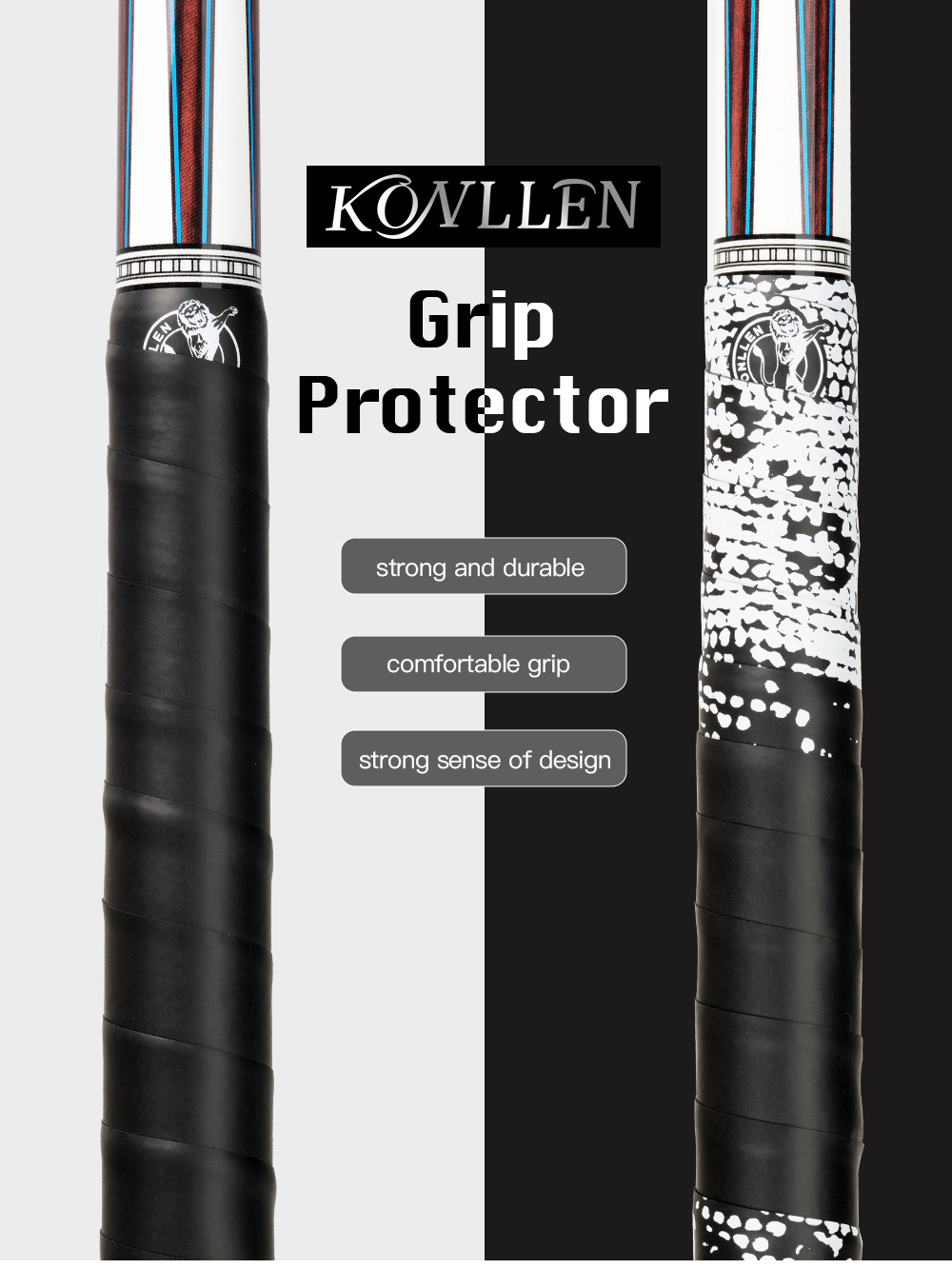 KONLLEN Billiard Cue Grips Pool Cue Butt Sleeve PU Grip Protector Pool ...