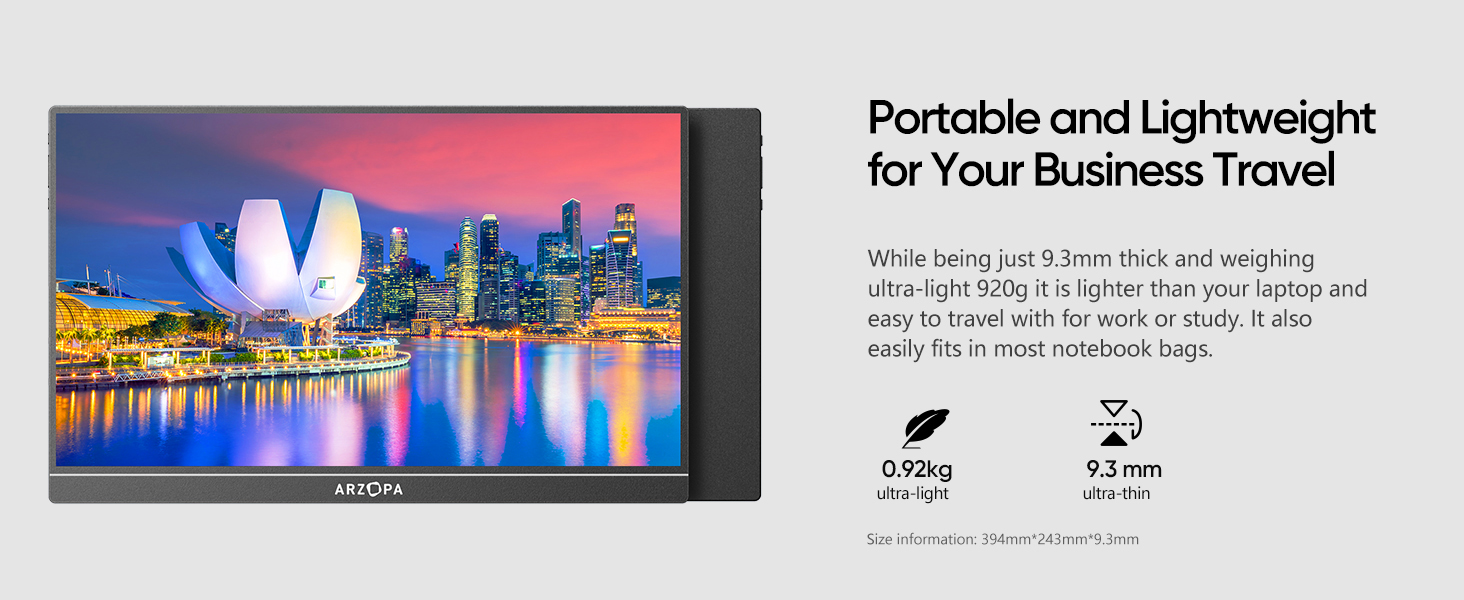 ARZOPA Portable Monitor, 17.3'' A1M 1080P FHD HDR IPS Laptop Computer ...