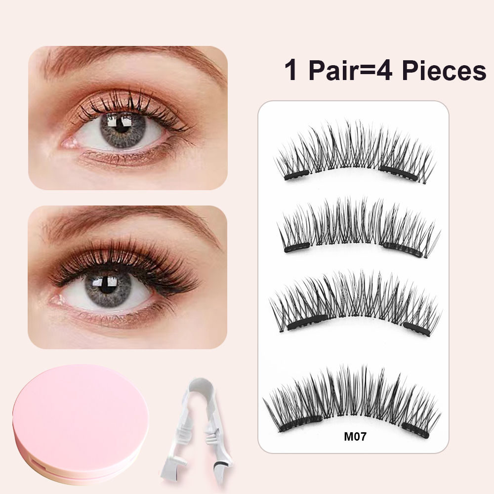 Lvcheryl 4pieces Magnetic Eyelashes with Applicator Dual Magnetic ...