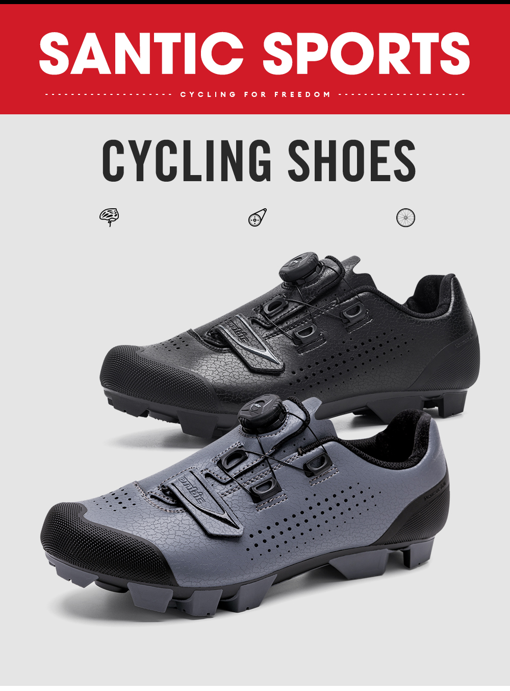 Santic Cycling MTB Shoes Men SPD Compatible Professional Breathable ...