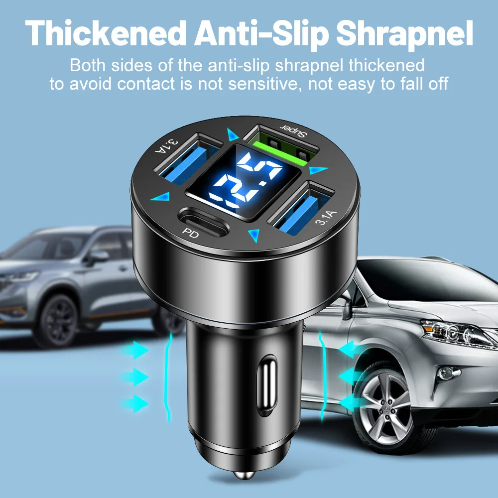 3 USB+PD Digital Display Car Charging Support Super Fast Charging Car ...
