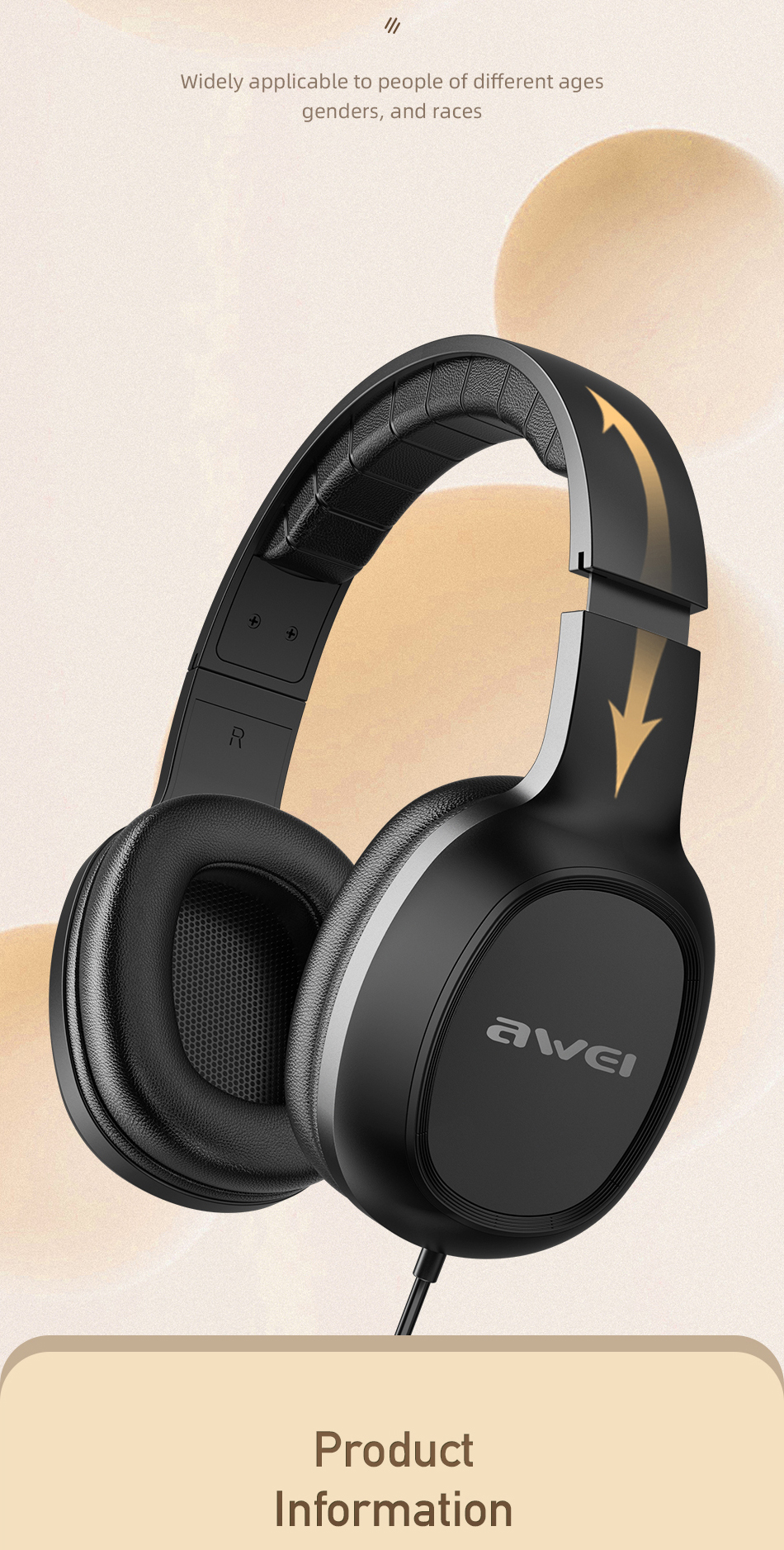 Awei GM-6 Hi-Fi Anti-Noise Super Bass Wired Headset With Microphone Sport Music Gaming Over-Ear ...