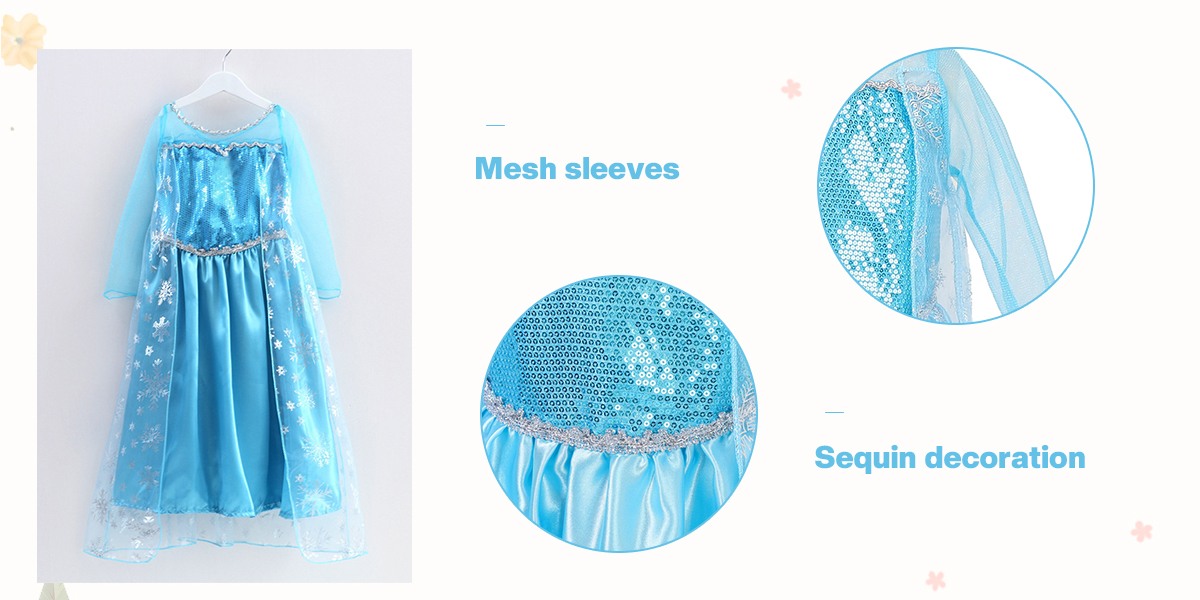 ANGELIKE Frozen Dress Elsa Costume for Girls Kids Birthday Party Blue ...