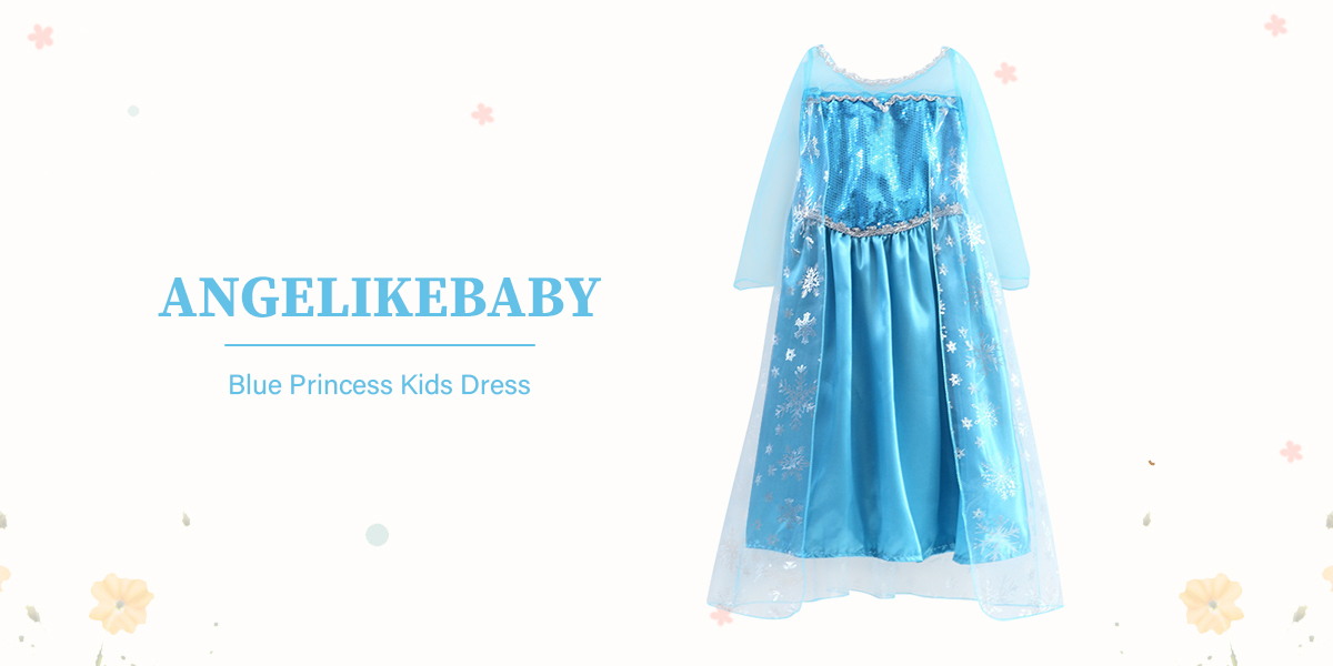 ANGELIKE Frozen Dress Elsa Costume for Girls Kids Birthday Party Blue ...