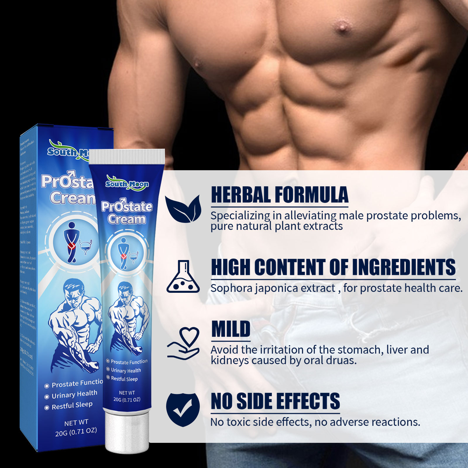 South Moon Prostate Cream 20g Relief Male Prostate Discomfort Ointment ...