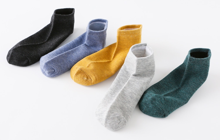 Men Solid Color Boat Socks Fashionable Breathable Daily Socks Socks ...