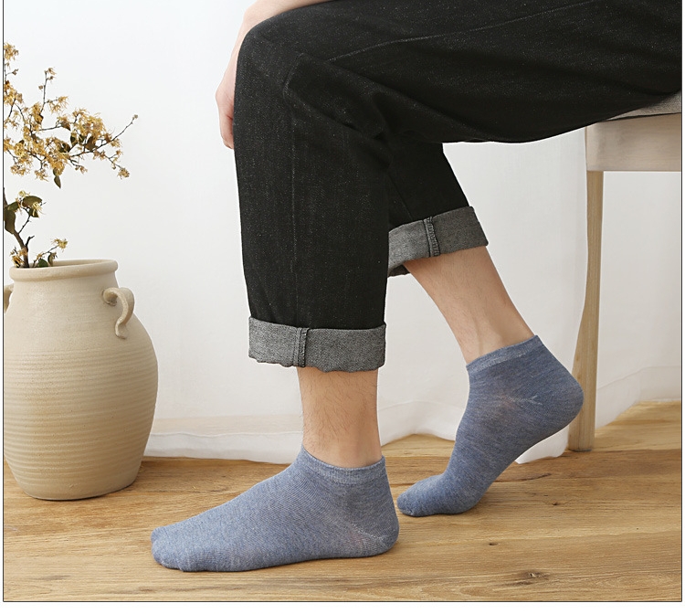 Men Solid Color Boat Socks Fashionable Breathable Daily Socks Socks ...