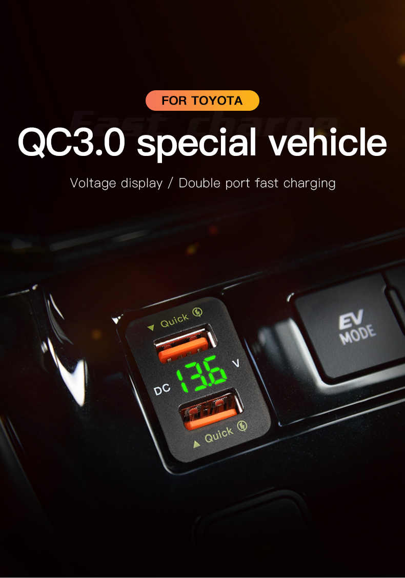 New Dual USB QC Car Socket toyota usb port fast charger 12-24V ...