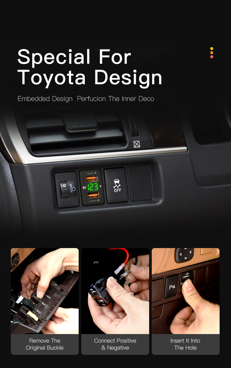 New Dual USB QC Car Socket toyota usb port fast charger 12-24V ...