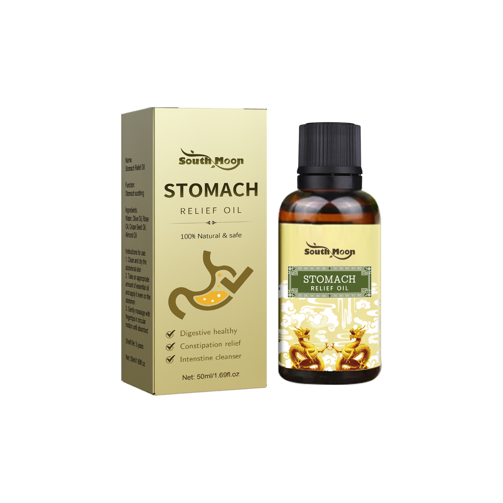 South Moon Stomach Relief Oil Massage Oil 50ml Massage Treatment Oil ...