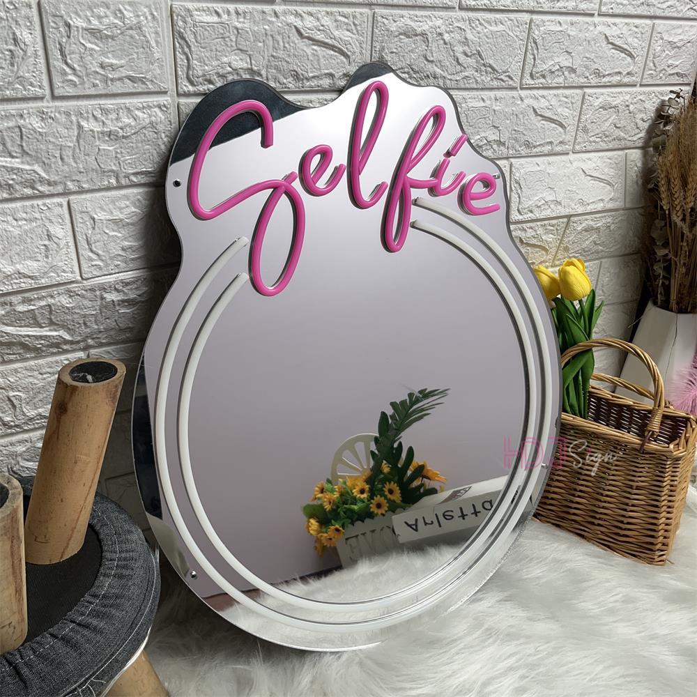 Selfie Mirror Neon Sign Lights For Girls Room Decor Bedroom Wall Decor ...