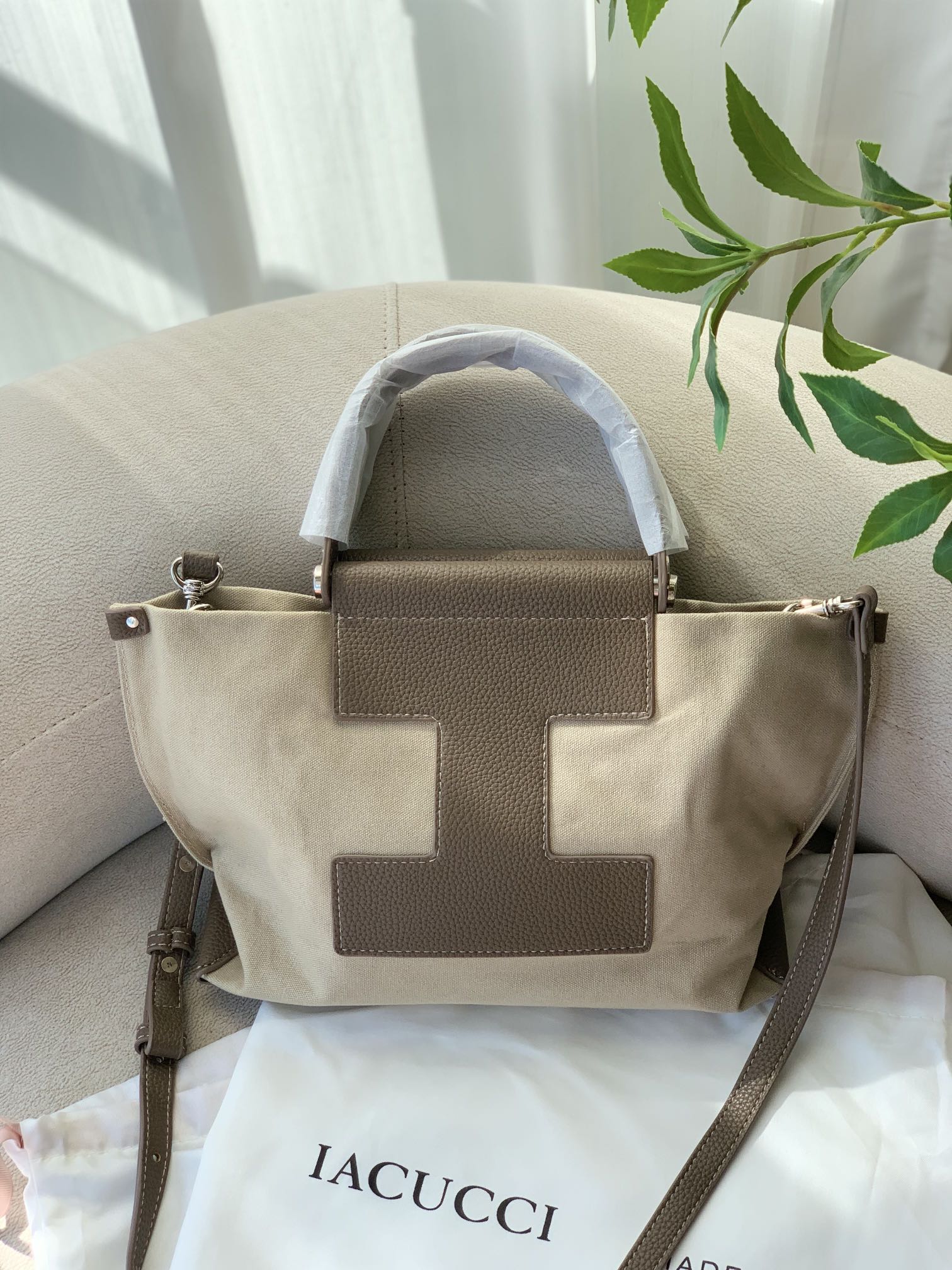 IACUCCI Sorbetto Canvas/Ruga Top-handle Bag & Crossbody Bag With Taupe ...