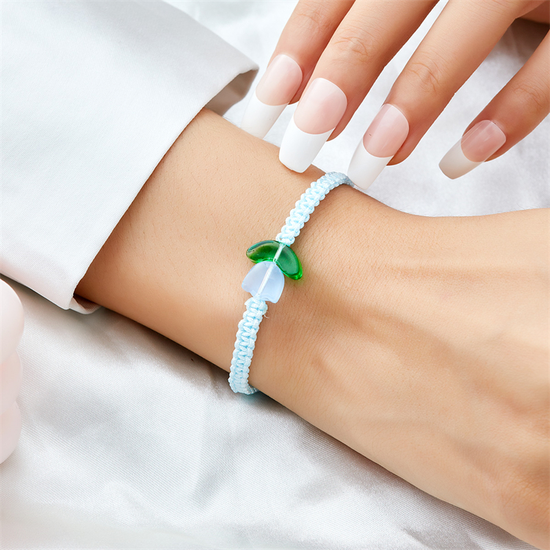 Fashion Handmade Tulip Bracelets Colorful Flower Braided Rope ...