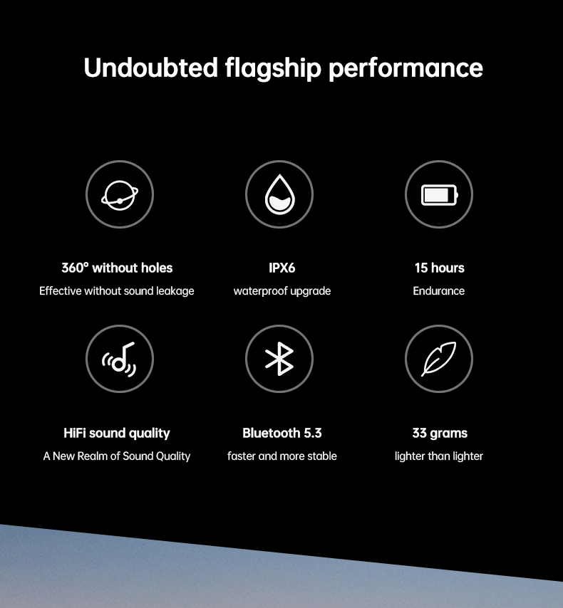 Jeep EC006 Open Ear Wireless Earbuds Bone Conduction Headphones IPX6 Waterproof HiFi Sound ...