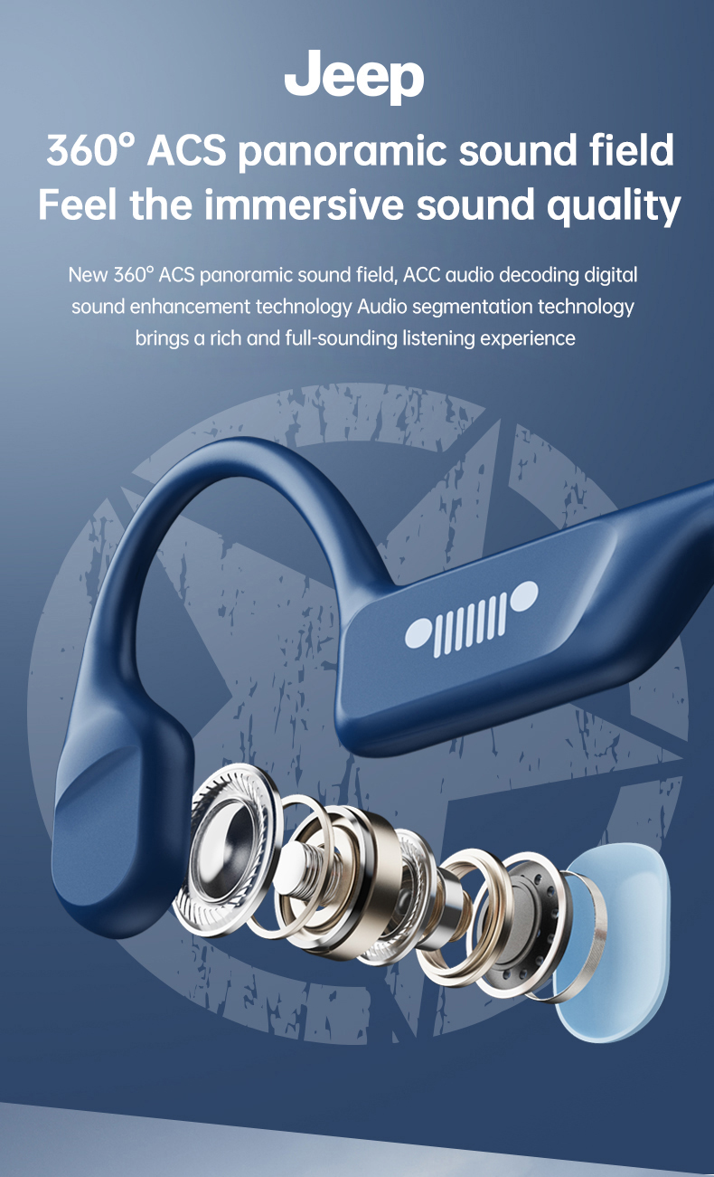 Jeep EC006 Open Ear Wireless Earbuds Bone Conduction Headphones IPX6 ...