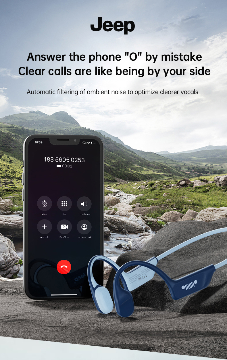 Jeep EC006 Open Ear Wireless Earbuds Bone Conduction Headphones IPX6 ...