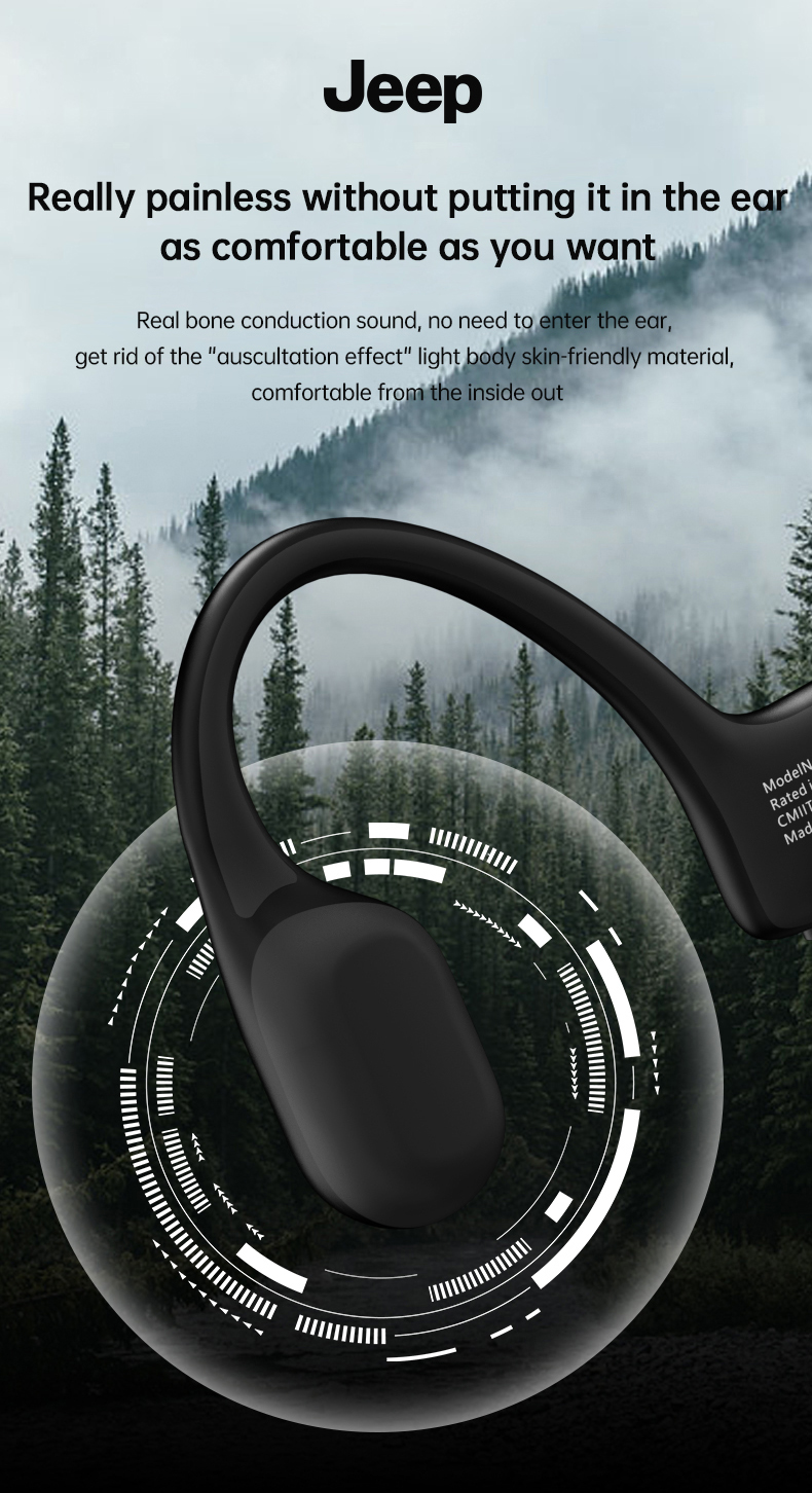 Jeep EC006 Open Ear Wireless Earbuds Bone Conduction Headphones IPX6 Waterproof HiFi Sound ...