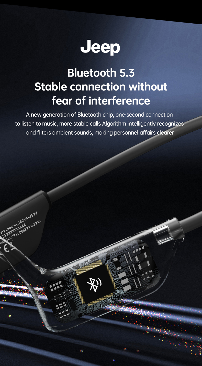 Jeep EC006 Open Ear Wireless Earbuds Bone Conduction Headphones IPX6 ...