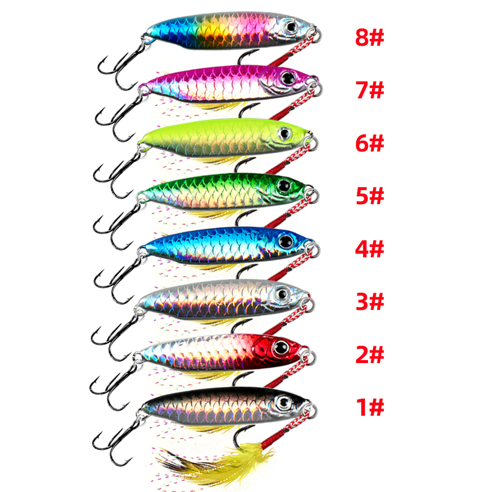 New Fishing Lure Jigging Hook Fishing Spinner Bait 7g/10g/15g/20g/30g Laser Metal Jig Spoon ...
