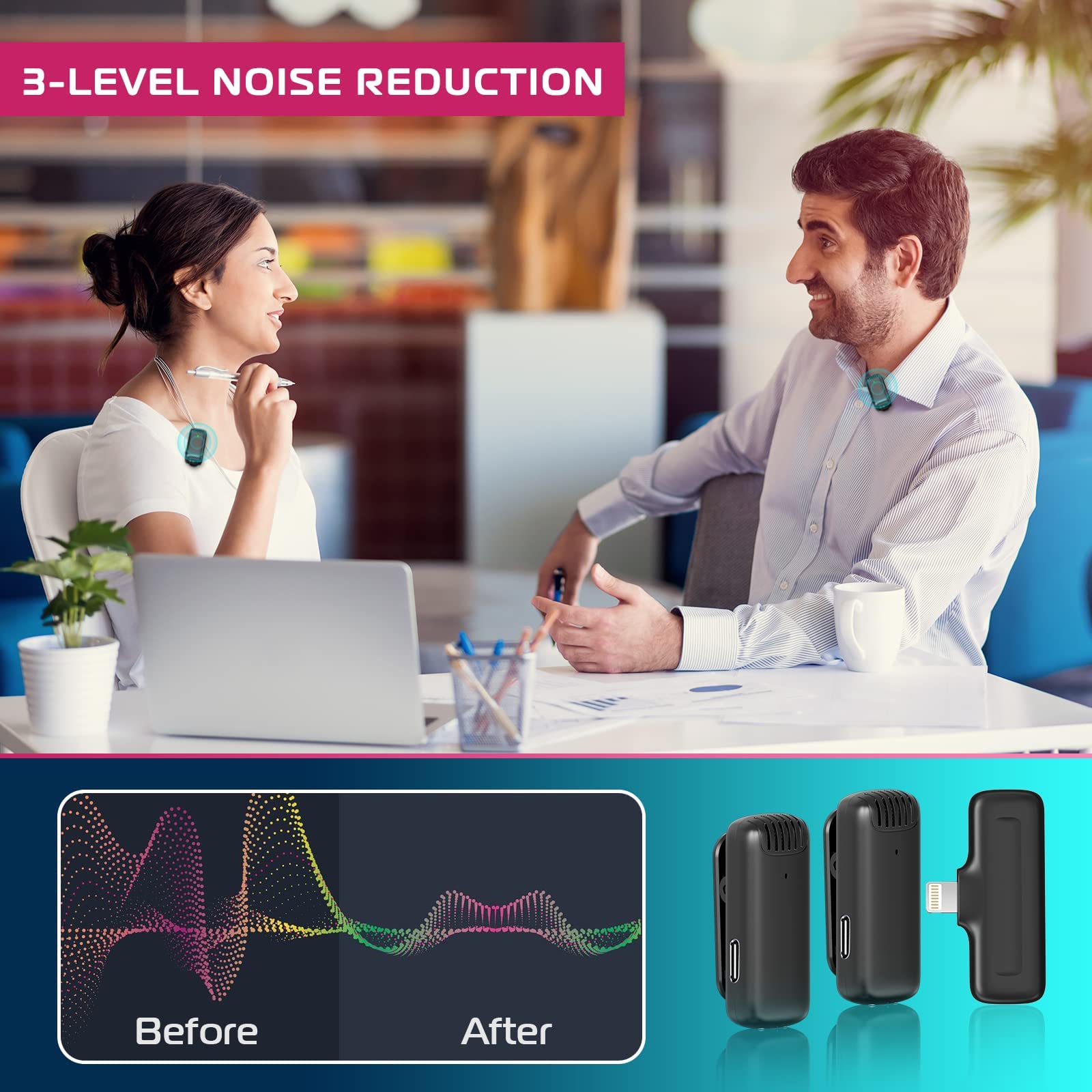 Magnetic Wireless Lapel Lavalier Microphone pc for Phone Mini Mic ...