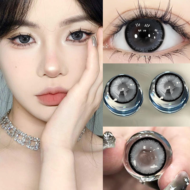 【Doll Eyes&Free Gift】2pcs/1Pair Contact Lenses with Free Gift Big Black ...