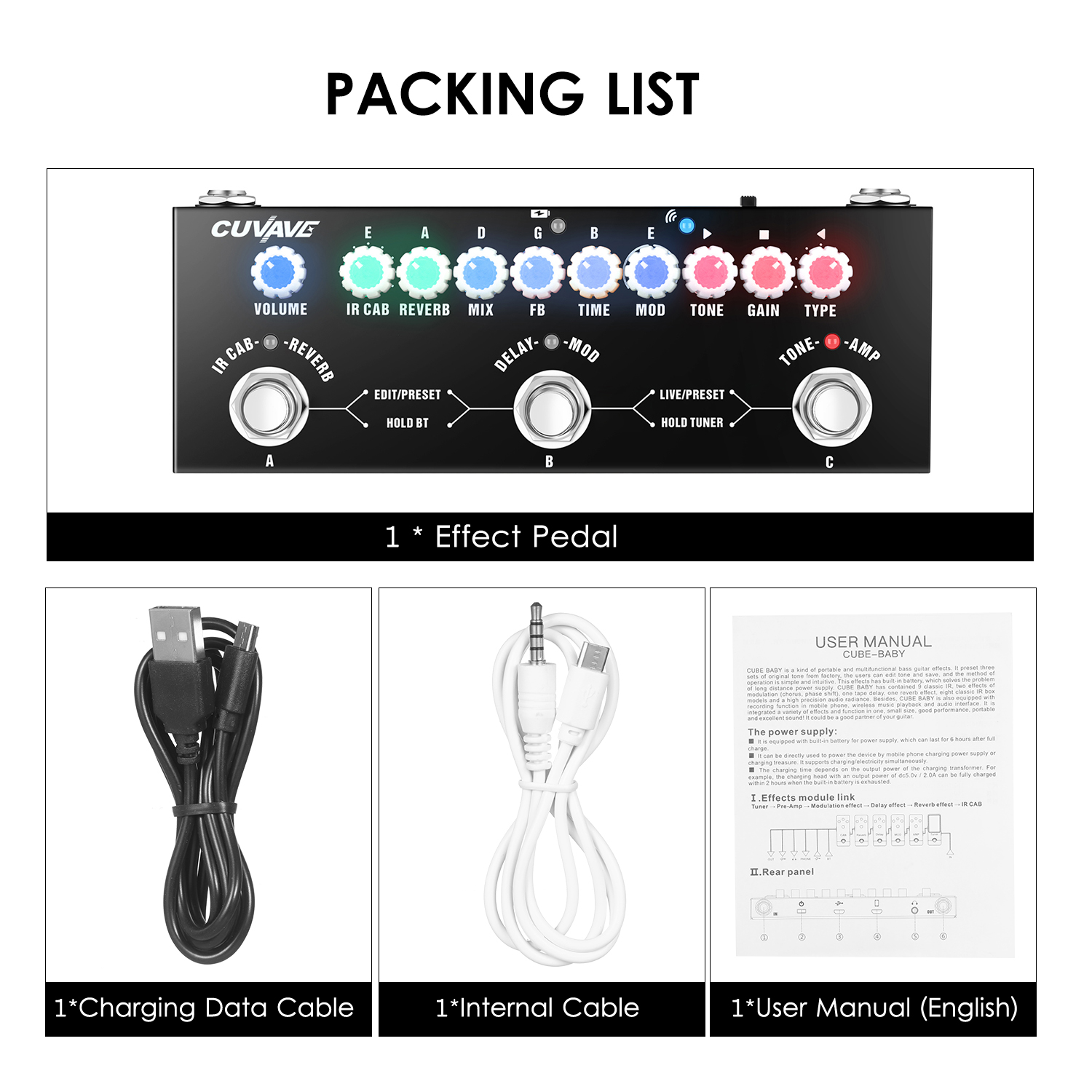 [Lowest] M-VAVE / CUVAVE CUBE BABY Bass Effect Pedal Portable Electric ...