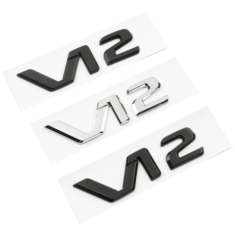 1 x ABS V12 Logo Car Auto Rear Trunk Emblem Badge Sticker Decal ...