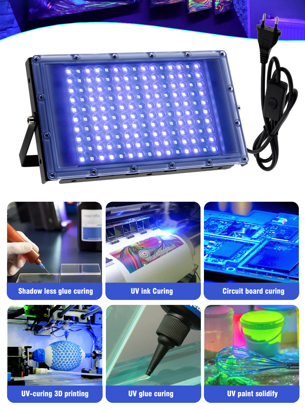 220V UV GEL Curing Lamps 395nm 365nm LED Curing Lights for Circuit ...