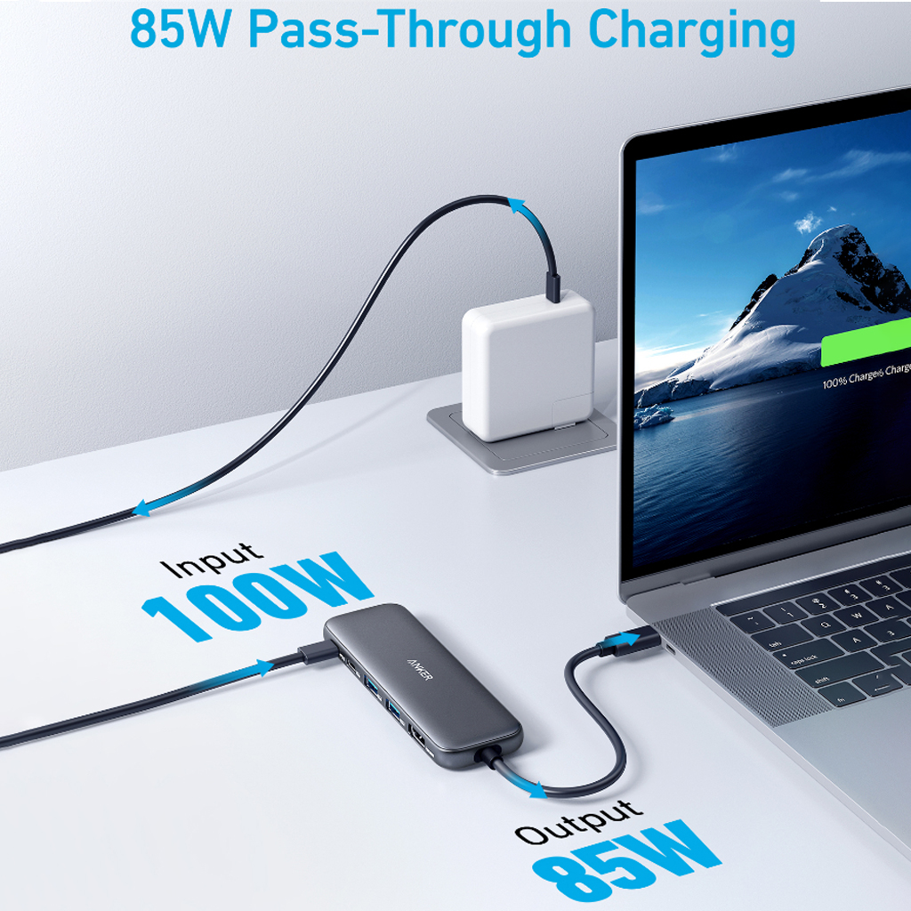 Anker 332 PowerExpand+ 5-in-1 USB-C Hub with 4K USB-C to HDMI, Ethernet ...