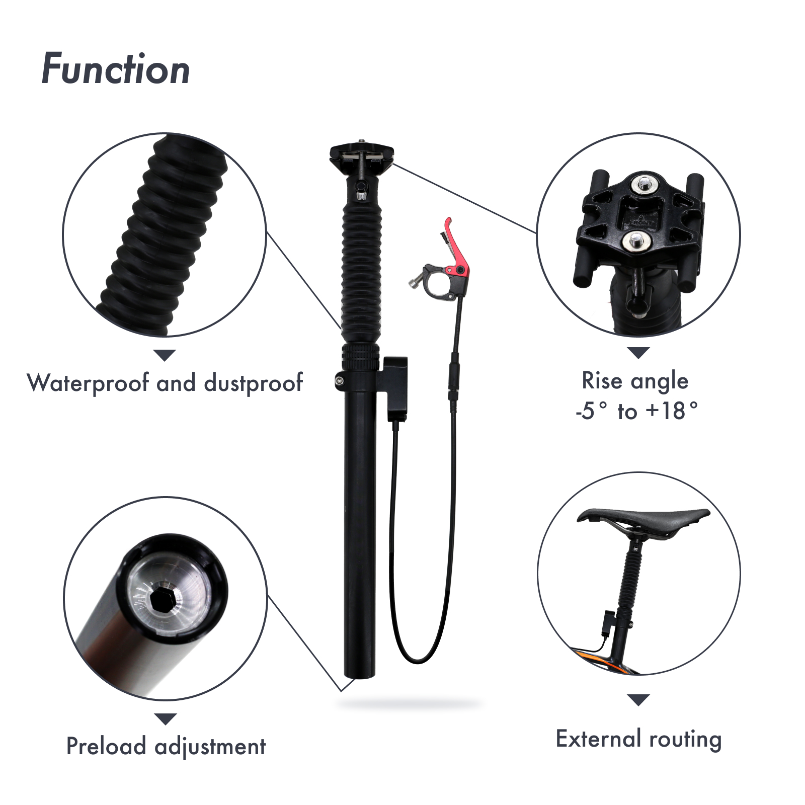 Tmars Dropper Seatpost Adjustable Height Mechanical 27.2mm Remote ...
