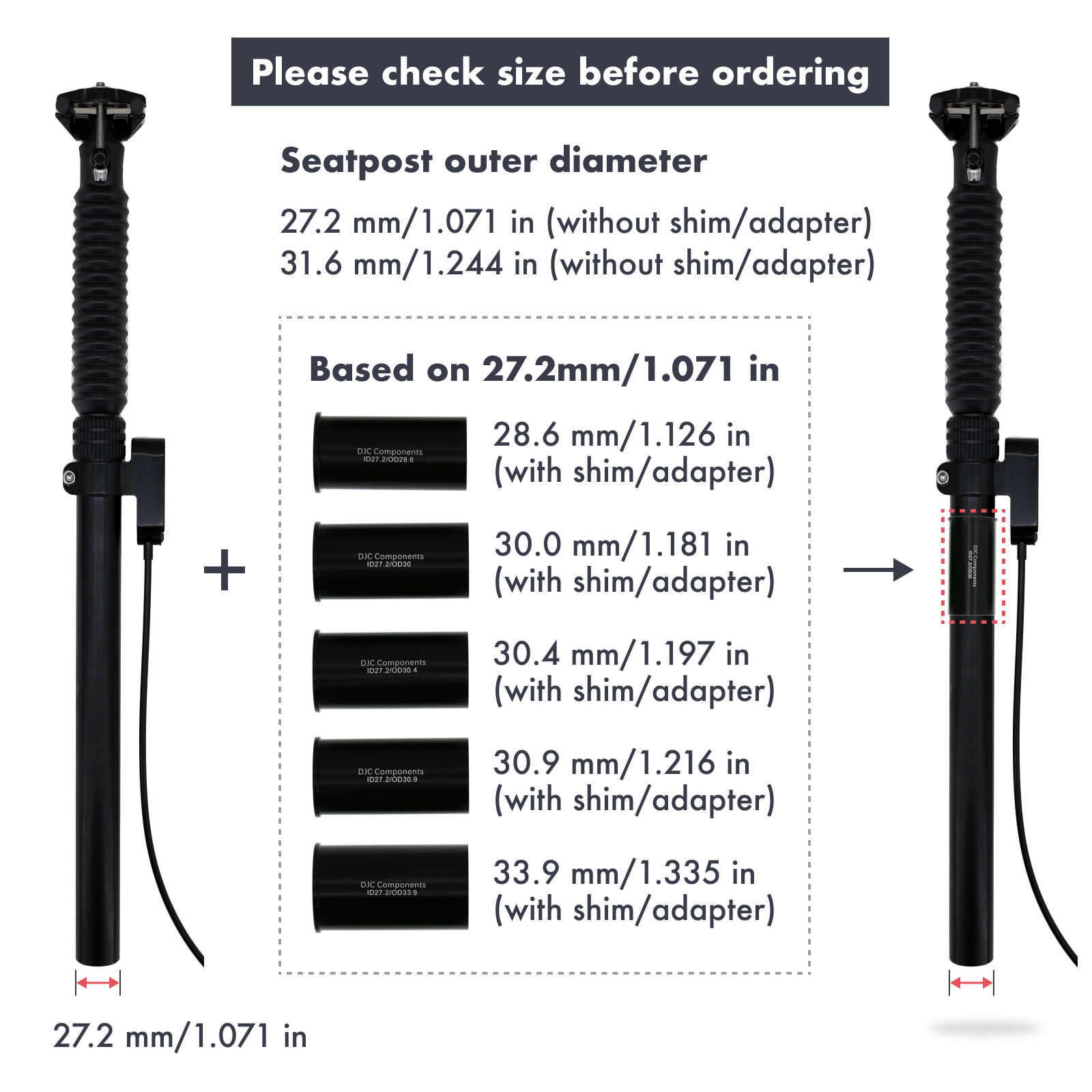 Tmars Dropper Seatpost Adjustable Height Mechanical 27.2mm Remote ...