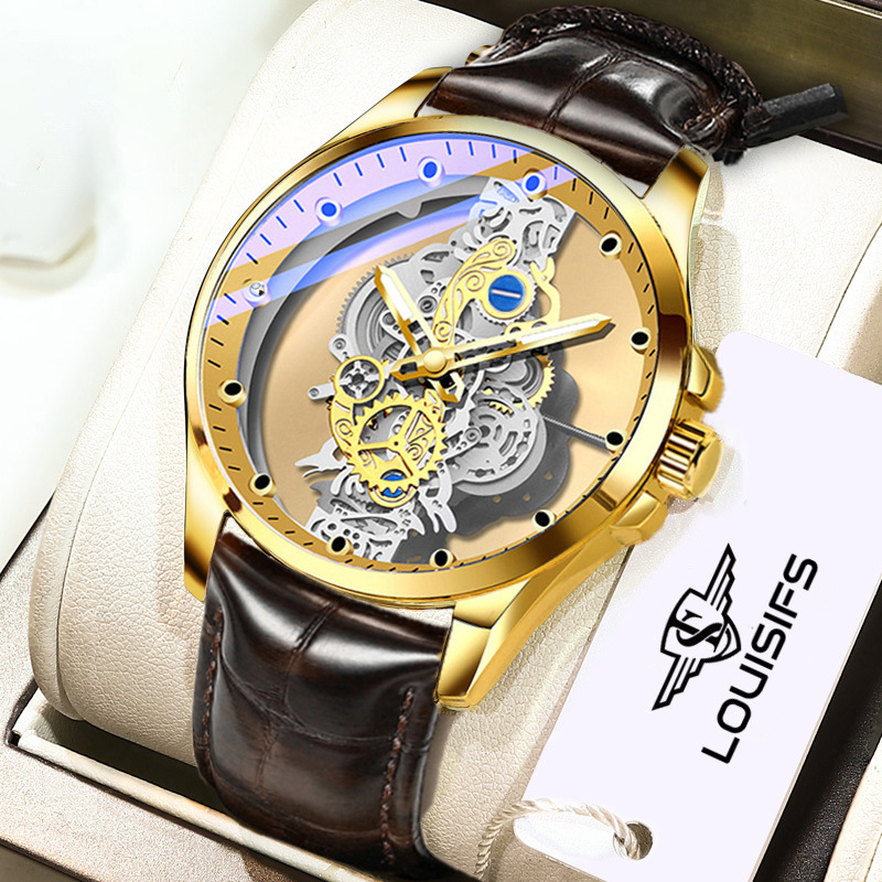 Men's automatic fully mechanical quartz watch double-sided transparent ...