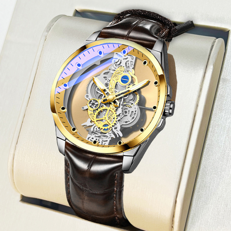 Men's automatic fully mechanical quartz watch double-sided transparent ...